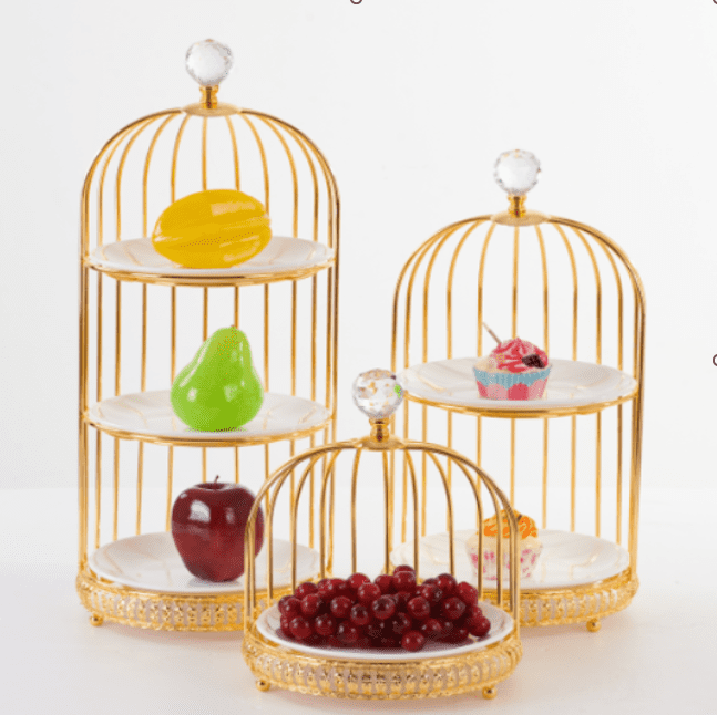 【SG】Decorative Decorative Tiered Tray Glass Display Tray Golden Jewelr