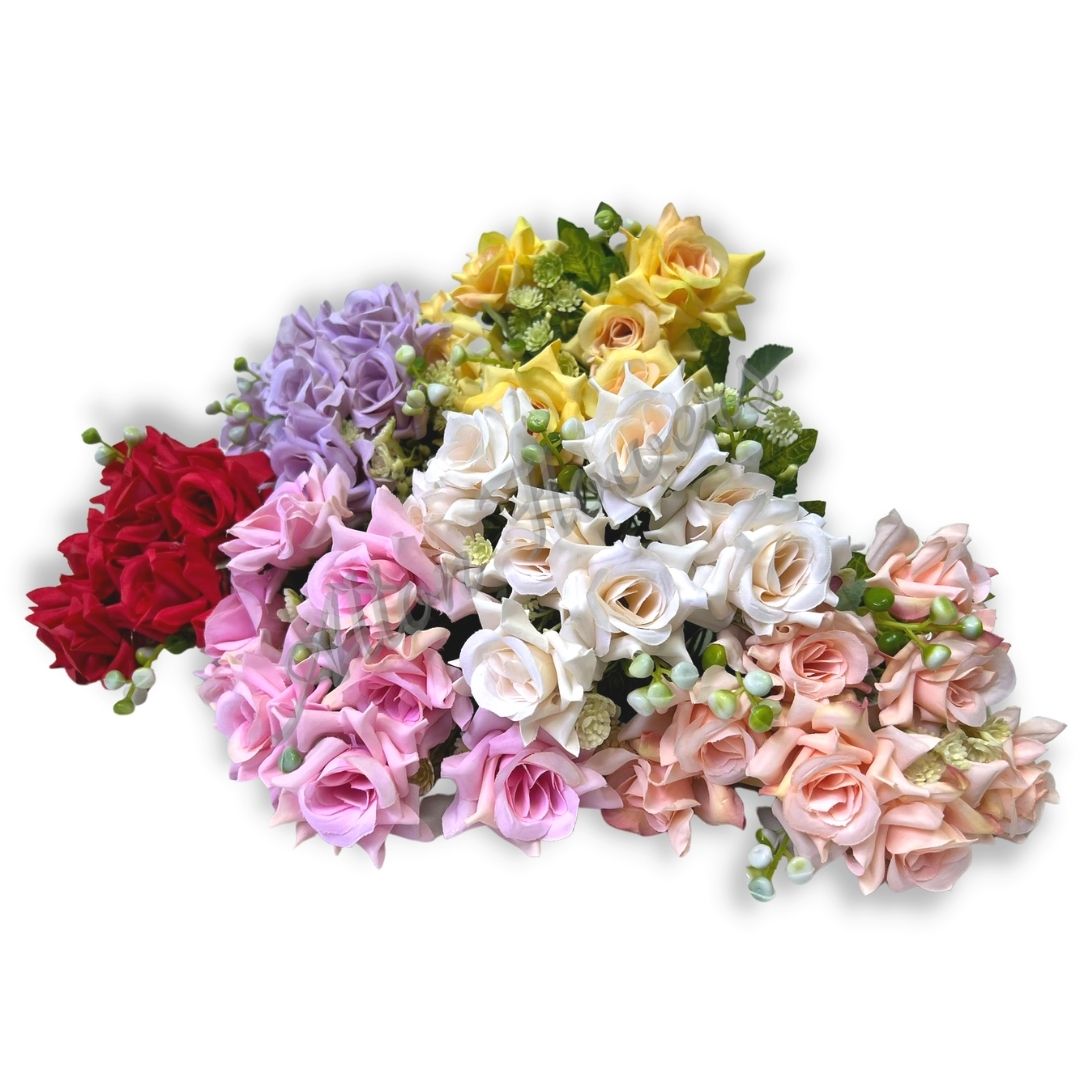 Rose bush artificial, polyester Flower. Afaux648
